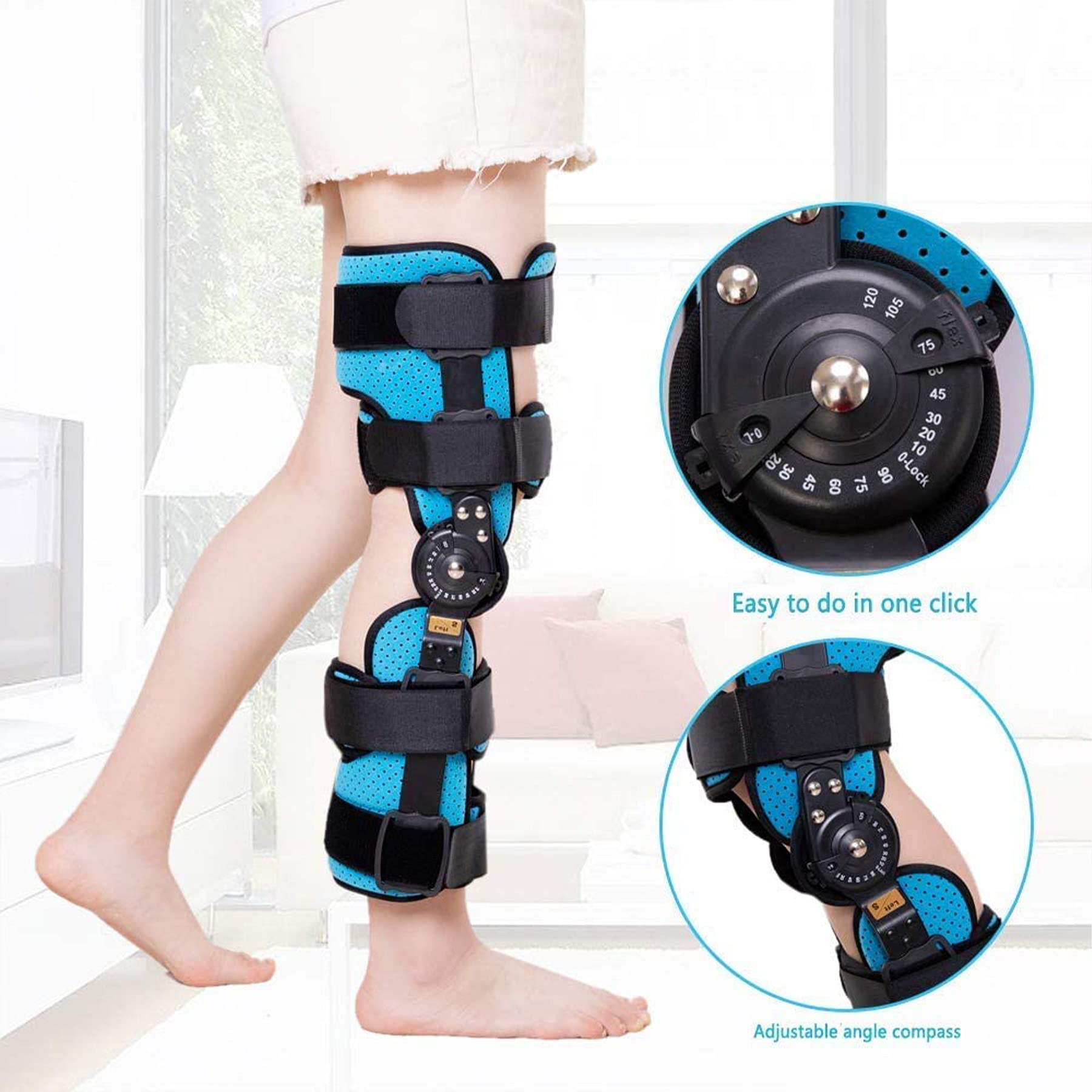 WILLQ ROM Knee Brace Post-Op Hinged Immobilizer Support Knee Brace for Recovery Stabilization MCL and PCL Injury Adjustable Medical Orthopedic Support Stabilizer After Surgery,Small