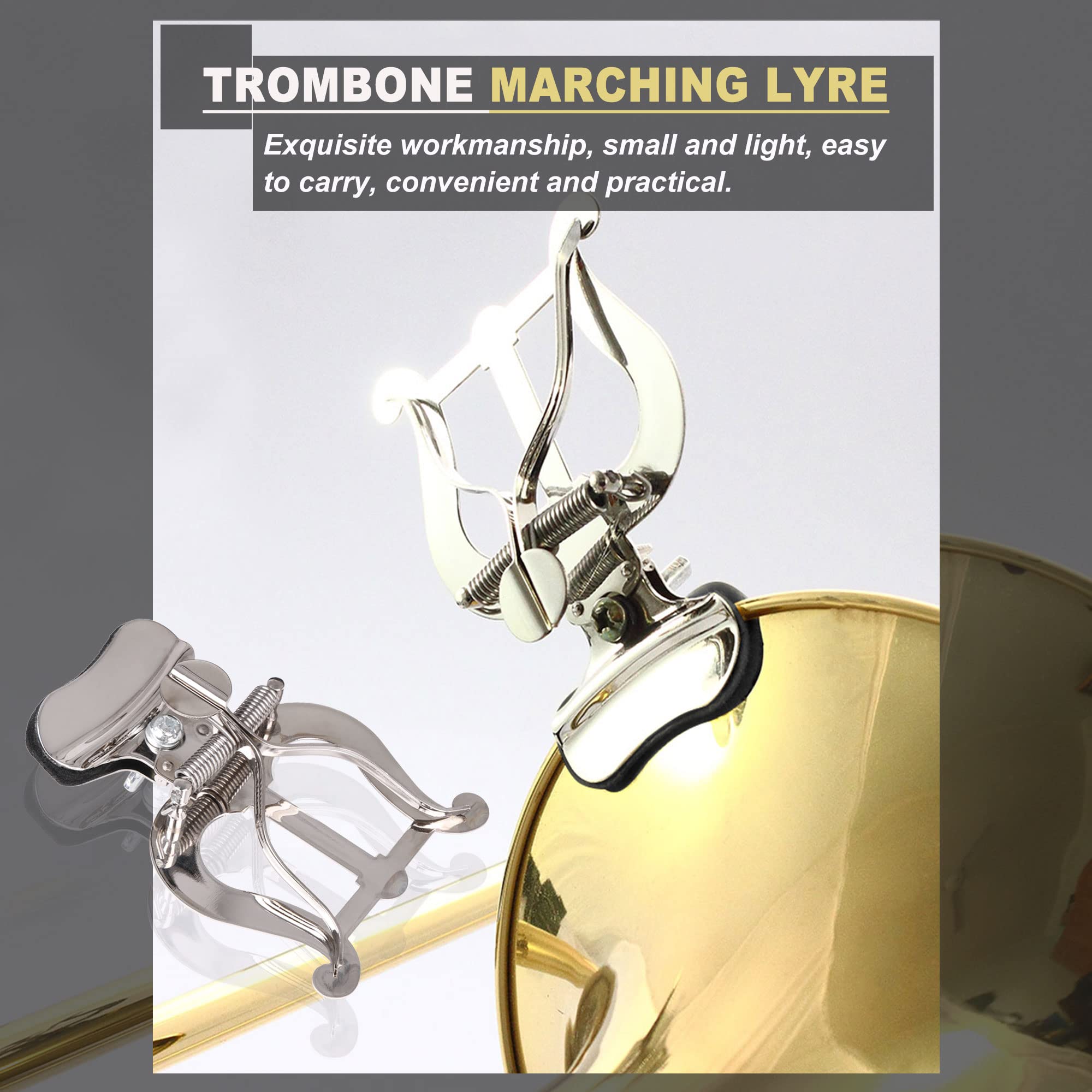 Xstyle Trombone Marching Lyre ClampOn Silver Metal Plating Marching Music Clip Lyre for Saxophone