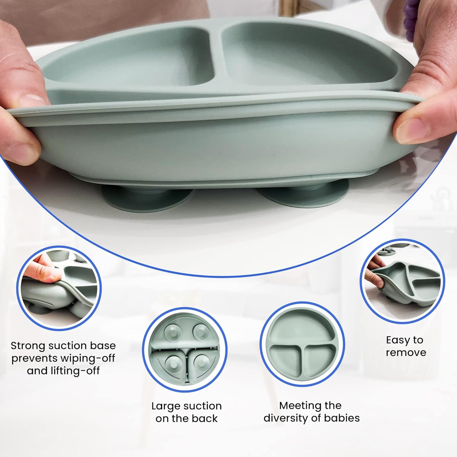 Silicone Feeding Set, Toddler Plates Bowls Set with suction, Self Feeding Spoons, Plates for Baby Utensils, Toddler Feeding Supplies