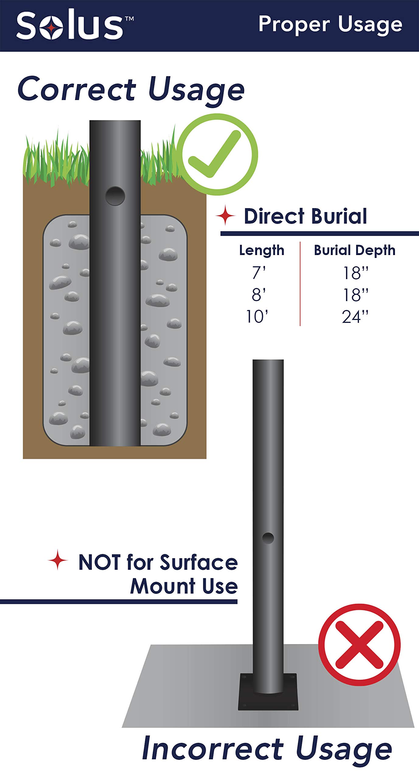 Solus SP7-CNCA-WH 7' Outdoor Direct Burial Lamp Post with Convenience Outlet, Fits 3" Post Top Fixtures, Includes Inlet Hole, Easy to Install, Corrosion & Weather Resistant, White
