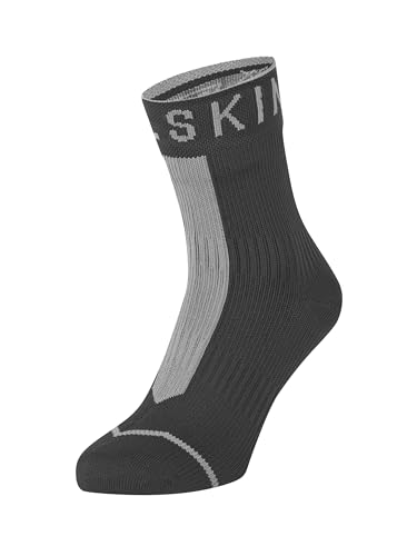 SEALSKINZ Standard Waterproof All Weather Ankle Length Sock with Hydrostop, Black/Grey, Medium