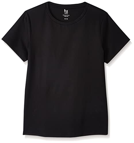 Women's Crewneck T Shirt Classic Short Sleeve Tee Soft Cotton Silk Tencel Fabric Tops (Black L)
