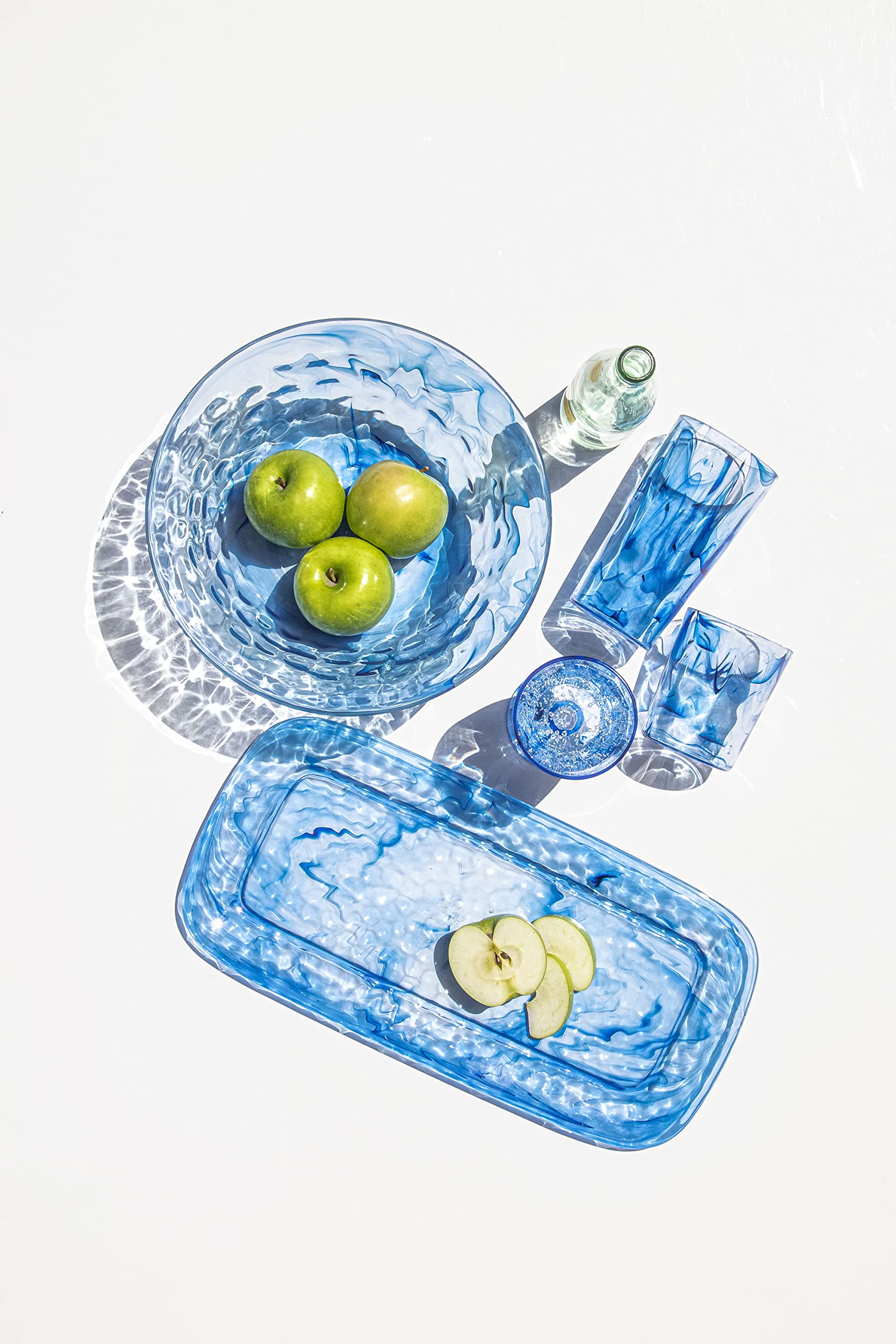 TarHong Aegean Swirl Premium Acrylic Drinkware Goblet/Wine Glass, 14 Ounce, Blue Swirl, Set of 6