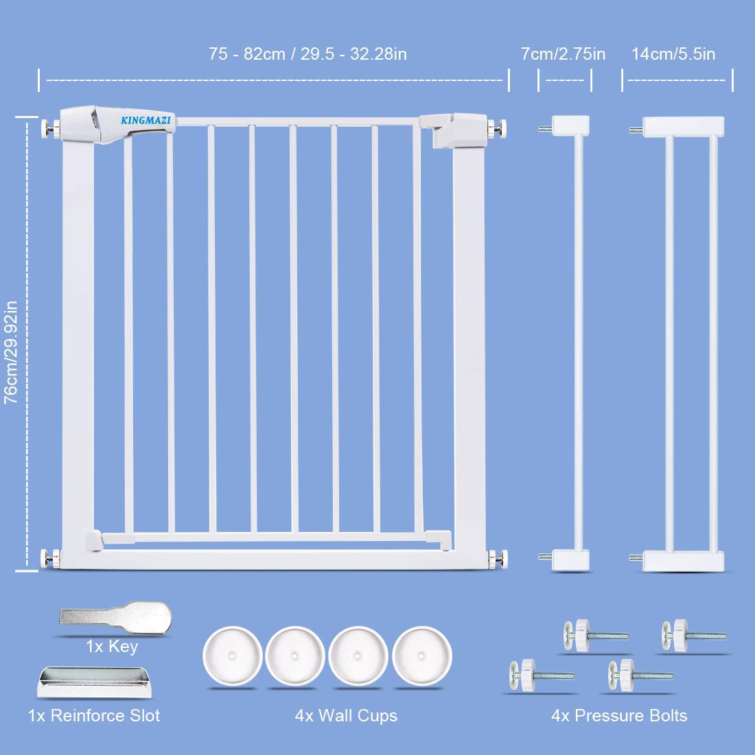 Safety Baby Gate,29.5-40.5 inch Auto Close Features,Luxury Extra Tall&Wide Child Gate, Heavy-Duty gate, Easy Walk-Thru pet Gate for The House, Stairs, Doorways & Hallways. (Applicable 29.5''-40.5'')