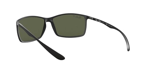 Ray-Ban Men's RB4179 Liteforce Square Sunglasses, Matte Black/Polarized Green, 62 mm + 1