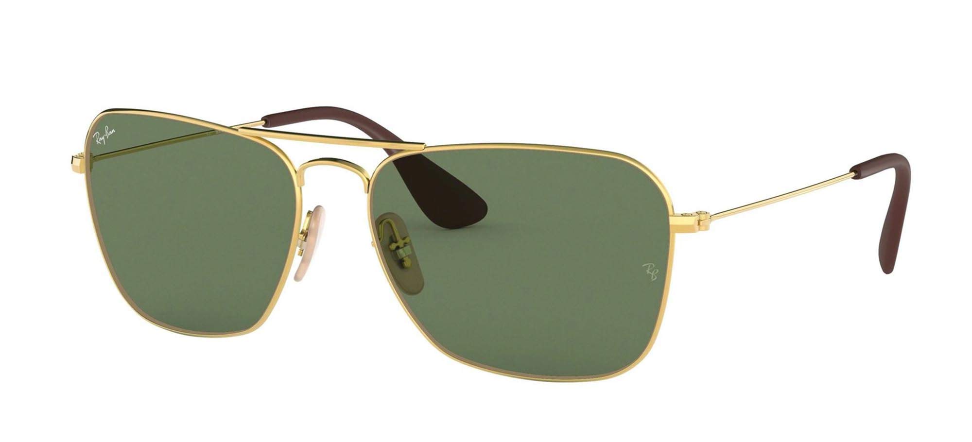 Ray-Ban RB3610 Rectangular Sunglasses, Arista/Dark Green, 58 mm