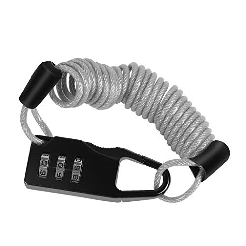 Zerlibeaful Lock Lock Bike Cycling Lock Code Lock Bicycle Portable Combination Travel Helmet Bike Accessories Bike Under Seat Pouch (Silver, One Size)