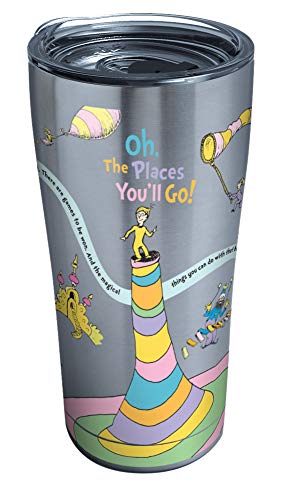 Tervis Dr. Seuss Oh the Places You'll Go Triple Walled Insulated Tumbler Travel Cup Keeps Drinks Cold & Hot, 20oz Legacy, Stainless Steel
