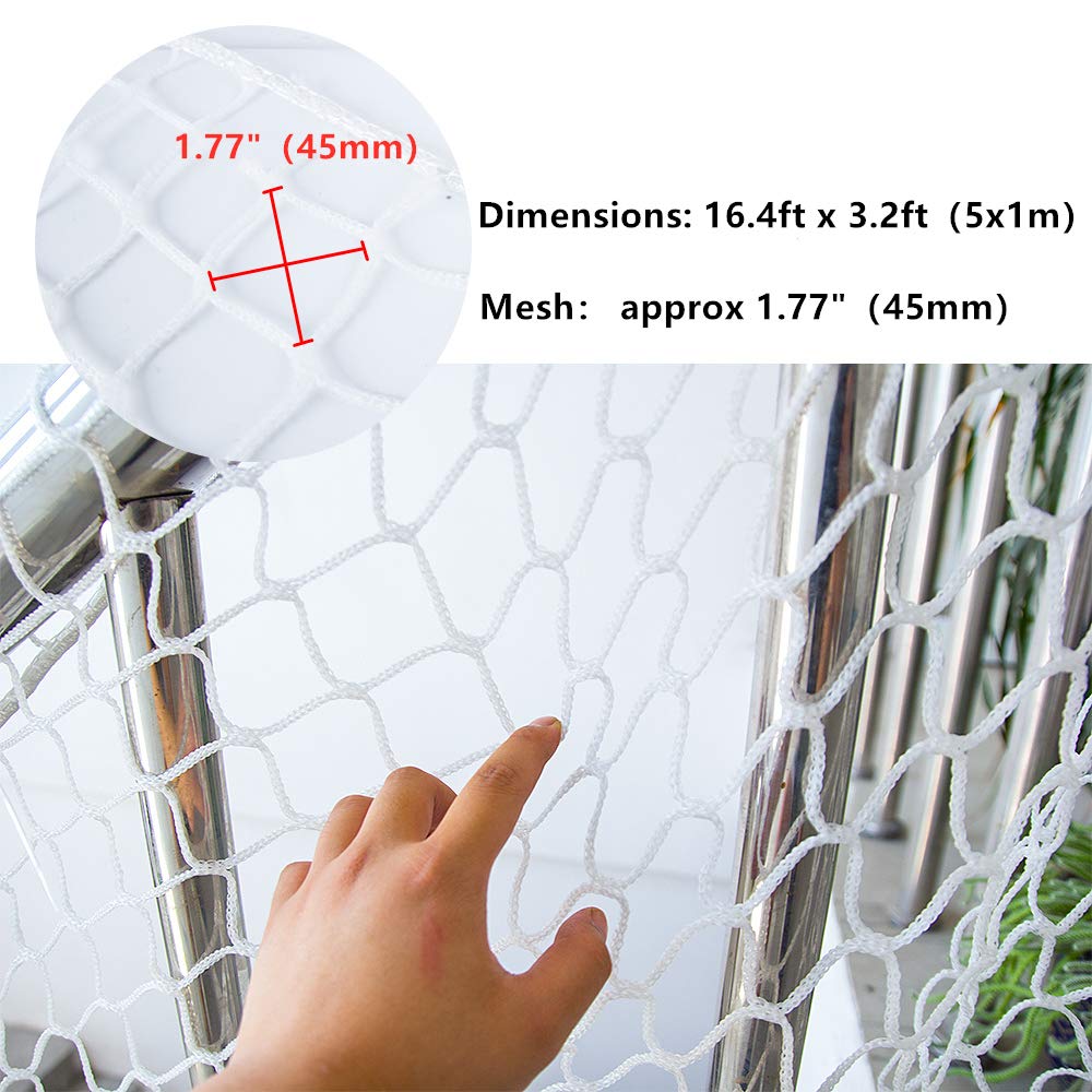 Safety Stairs Rail Net Child Proofing Balcony Banister Railing Guard Baby Proof Stair Guards Mesh Indoor 16.4ft x 3.2ft( 5mx1m) White