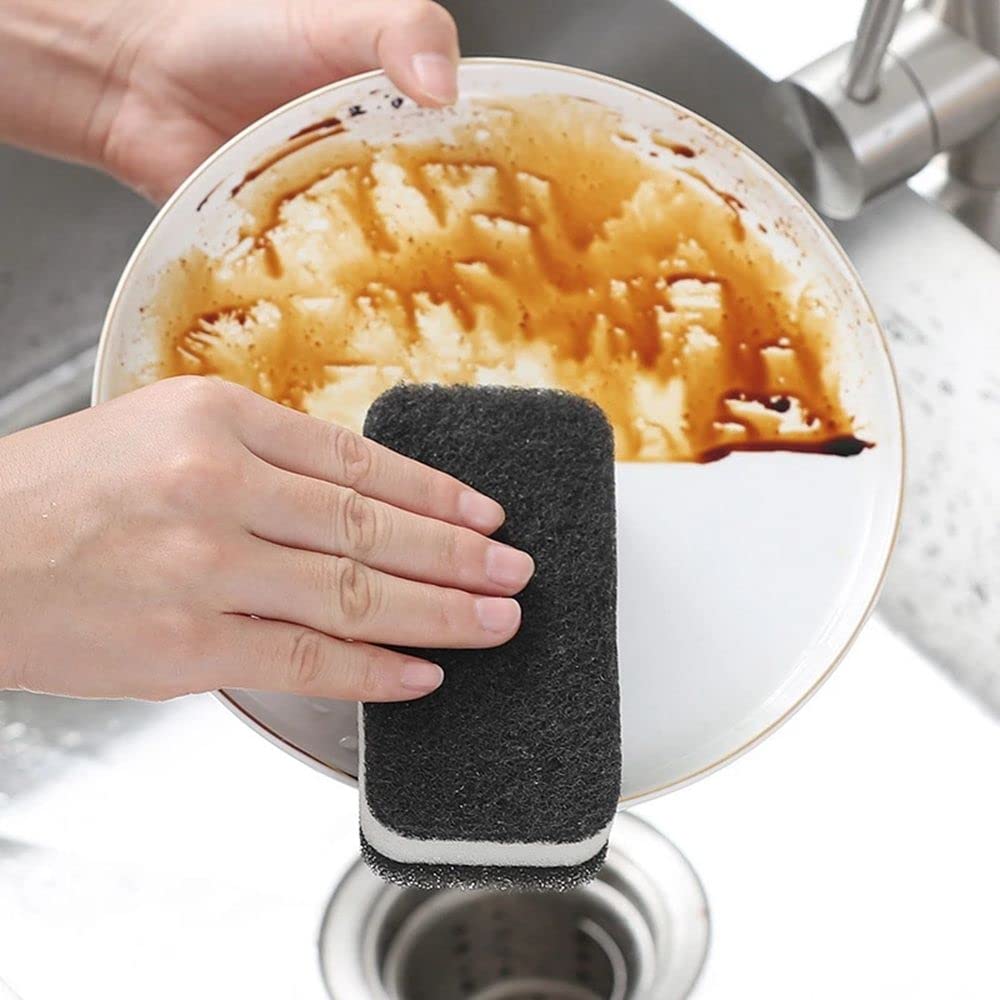 Sponge Wipe Two-Sided Cleaning Sponge Thickened Sponge Scouring Pad Stainless Steel Sponges Holder Self Adhesive Sponges Organizer Drain Racks