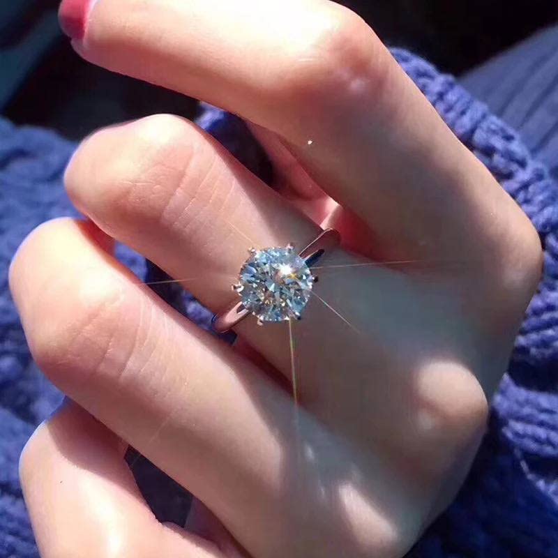 yajierui Wedding Ring 1.5 Carat Zircon Cz Engagement Ring Wedding Rings Women's Claw Rings 925 Sterling Silver Solitaire Ring