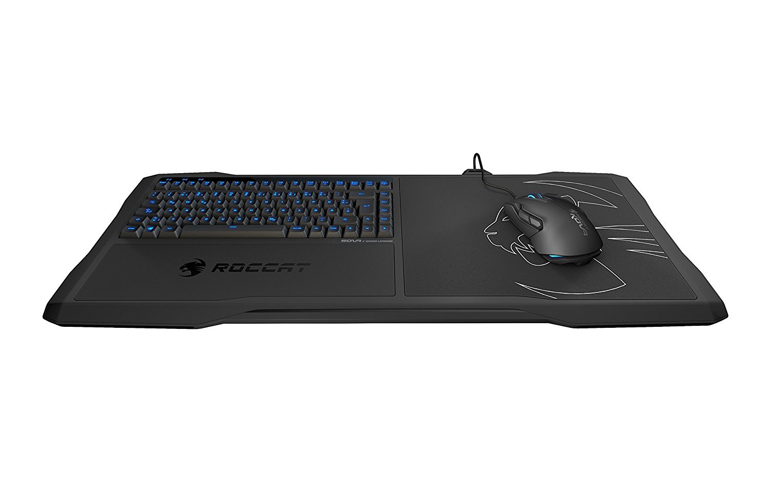 ROCCAT SOVA Gaming Lapboard USB Keyboard English Layout - for PC, Xbox One, PS4, LED Light (Blue), Mechanical Keys, Built-In Mouse Pad, (Part# ROC-12-181)
