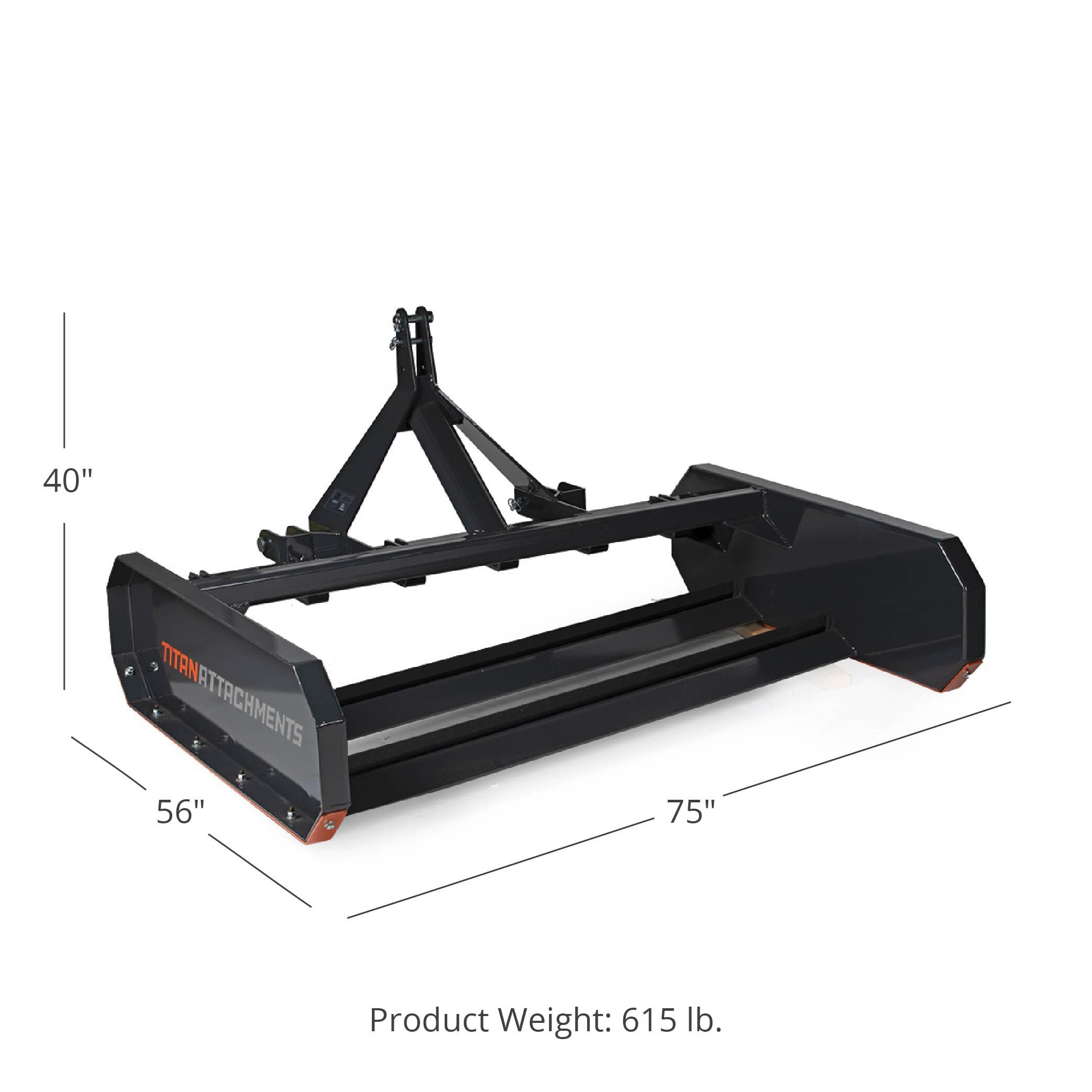 Titan Attachments 6 FT Land Leveler and Grader for 3 Point Tractor Fits Cat 1 and Cat 2