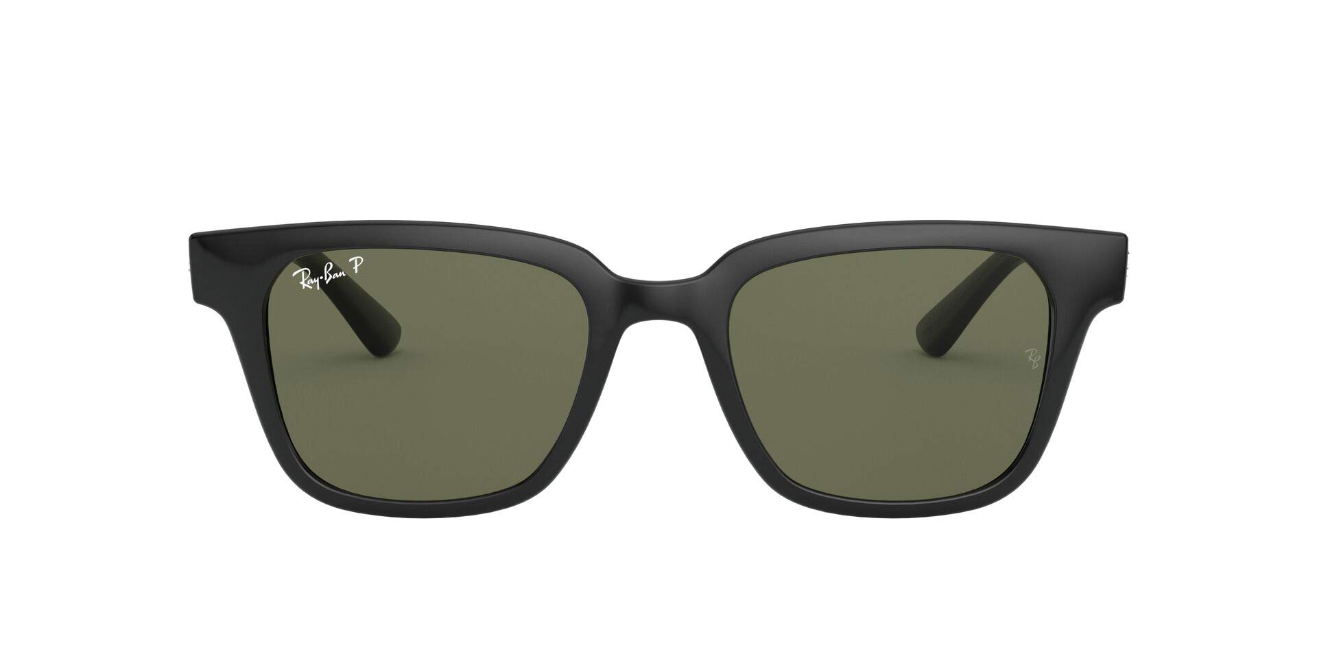 Ray-Ban Rb4323f Low Bridge Fit Square Sunglasses, Black/Polarized Green, 51 mm