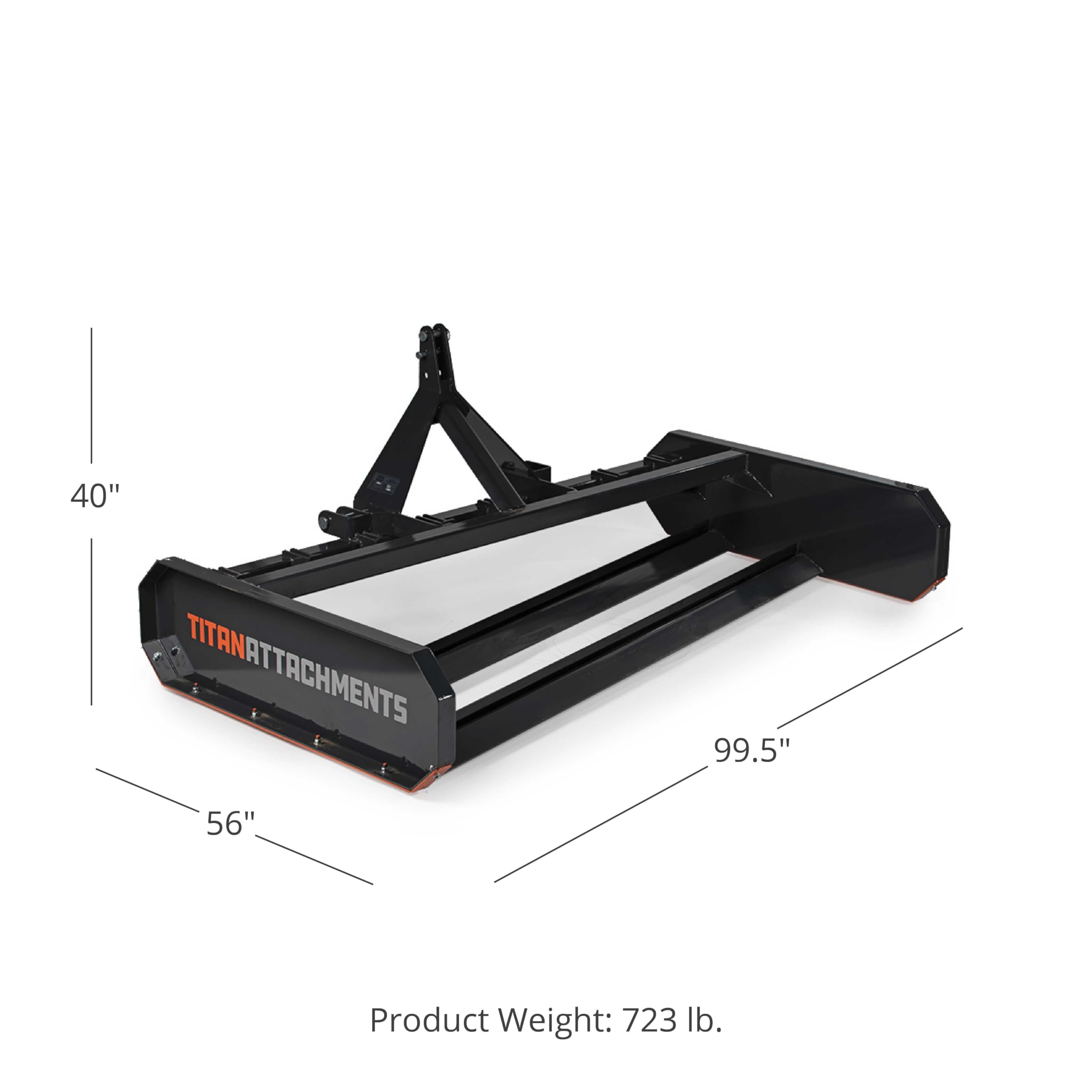 Titan Attachments 8 FT Land Leveler and Grader for 3 Point Tractor Fits Cat 1 and Cat 2