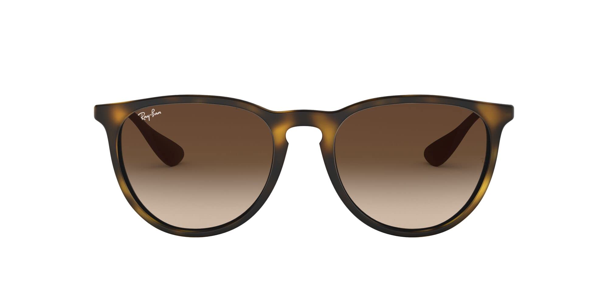 Ray-Ban RB4171F Erika Low Bridge Fit Round Sunglasses, Rubber Havana/Brown Gradient Dark Brown, 54 mm