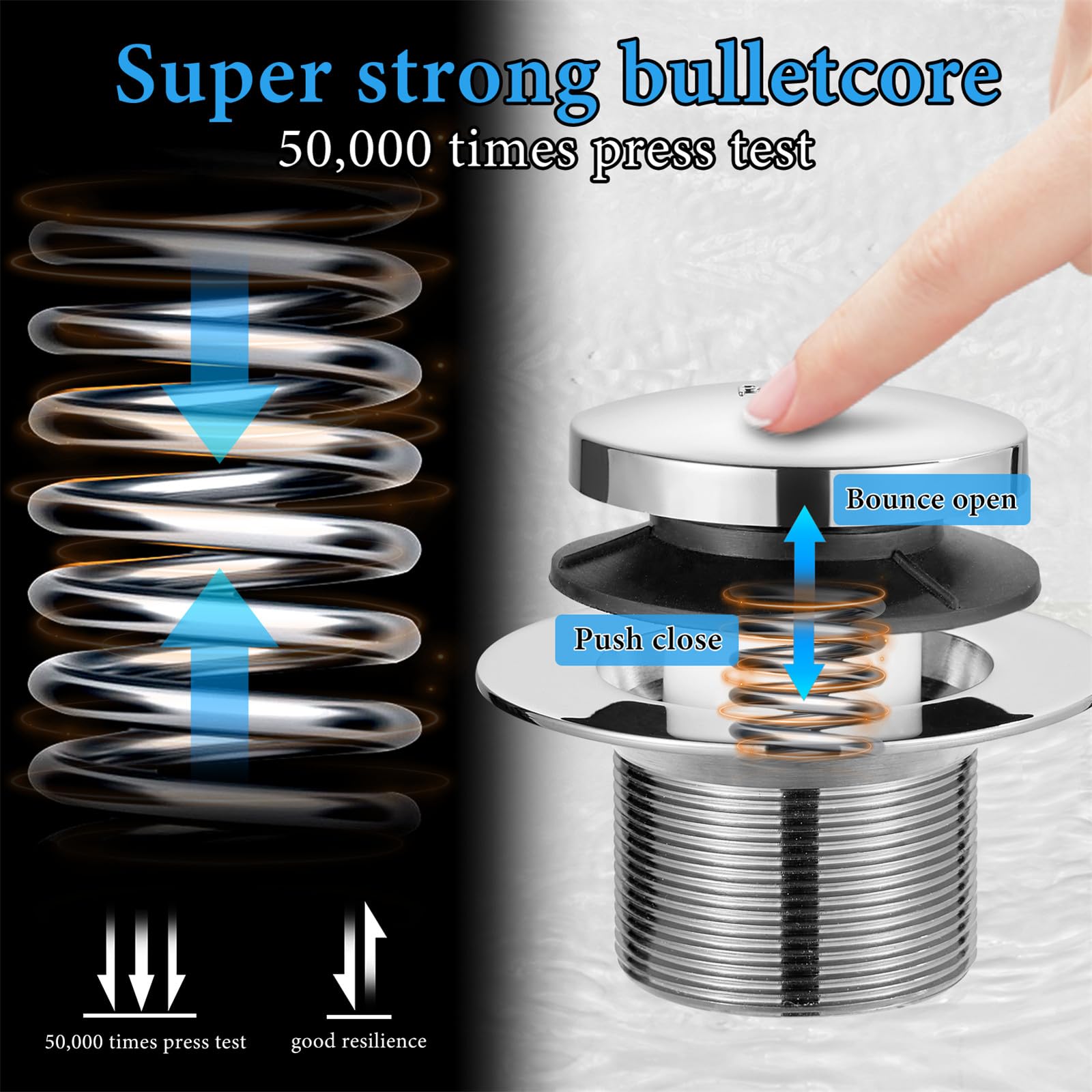 Tip Toe Bathtub Drain Conversion Kit Assembly, Tub Drain Plug Trim Set Bath Tub Drain Stopper with Two-Hole Overflow Faceplate (Chrome Plated)