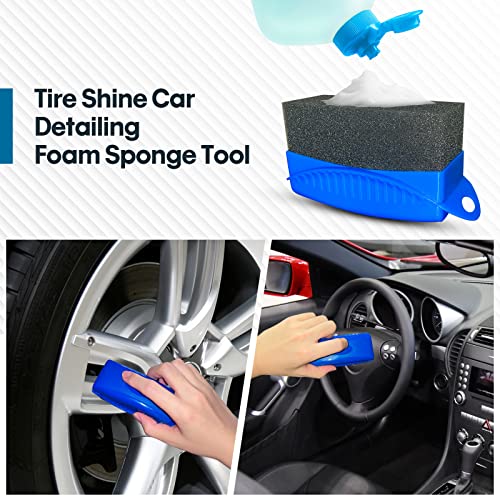 Tire Shine Dressing Applicator Pad, Tire Foam Applicator Sponges Contour Tire Wheel Shine Car Cleaning, Reusable Tire Sponges Applicator Pads Tire Wax Wipe with Lid