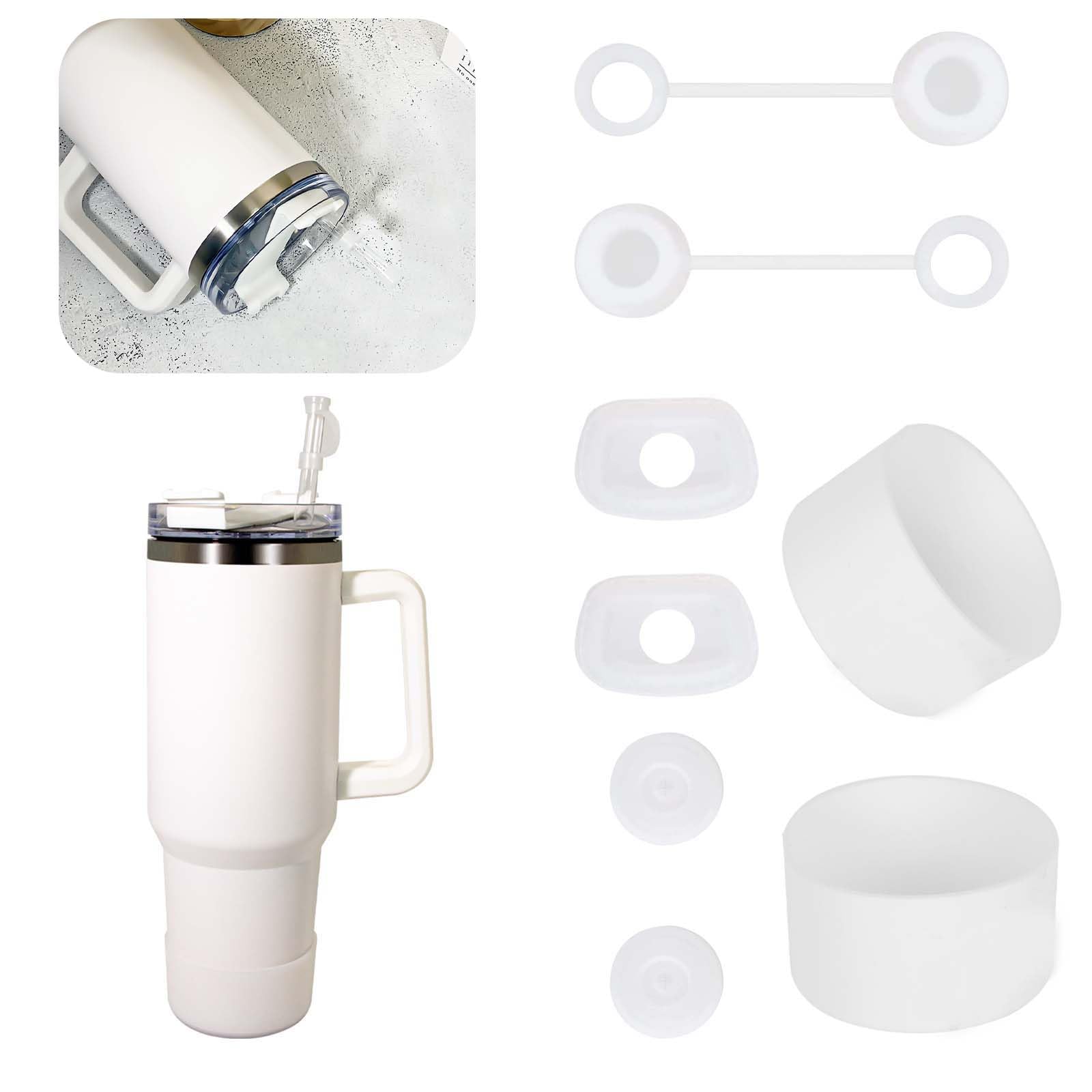 Silicone Spill Proof Stopper for Stanley Cup 40 oz 30 oz Quencher H1.0,Accessories Including Tumbler Silicone Boot, Straw Cover Cap, Square Spill Stopper and Round Leak Stopper, Clear