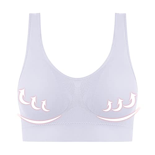ZHISHILIUMAN Women's Seamless Comfortable Sports Bra Workout Activity Yoga Bras Sleep Bras with Removable Pads White