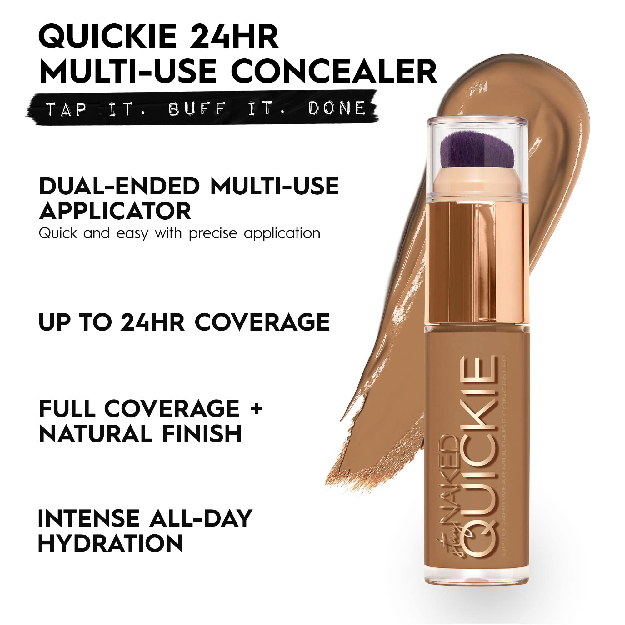 Urban Decay Quickie 24HR Multi-Use Full Coverage Concealer β Waterproof β Dual-Ended with Brush - Hydrating with Vitamin E - Natural Finish - Vegan & Cruelty Free - 20NN, 0.55 Oz