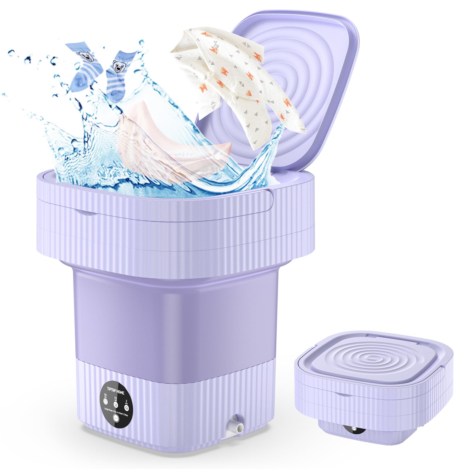 Portable Washing Machine, 10L Foldable Washer Machine, 3 Modes Deep Clean Small Item Baby Clothes Pet Supplies Underwears Socks Towels Suitable for Apartment Laundry Camping Travel