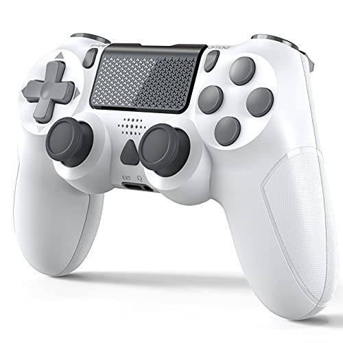 Wireless Controller for PS 4, Controller for PS 4 with Dual Vibration/Speaker/Gyro/Audio Jack, Game Joystick Controller Compatible with PS 4/ Slim/Pro (White)