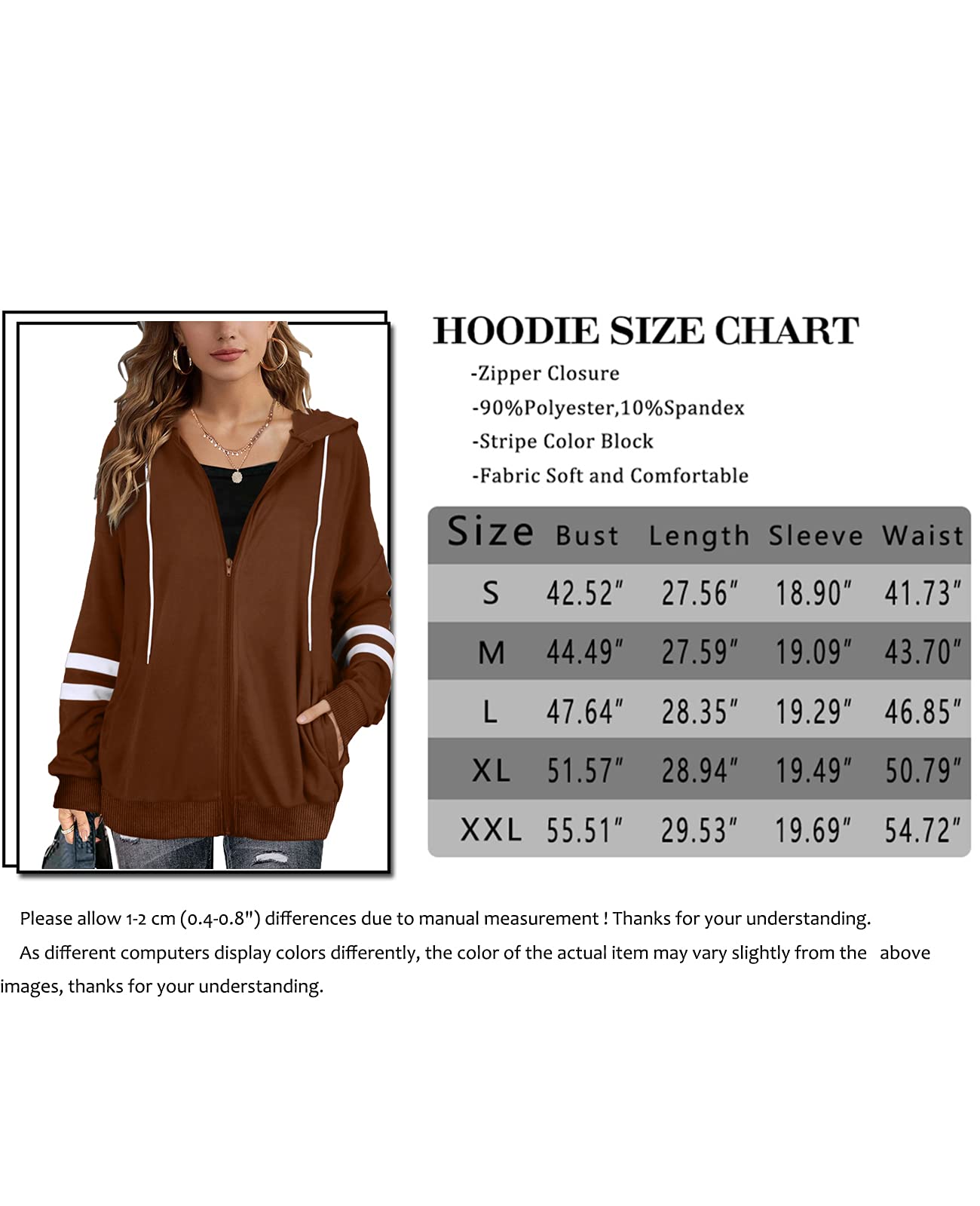 XIEERDUO Sweatshirts for Women Zip Up Casual Oversized Fall Hoodies with Pockets Green XXL