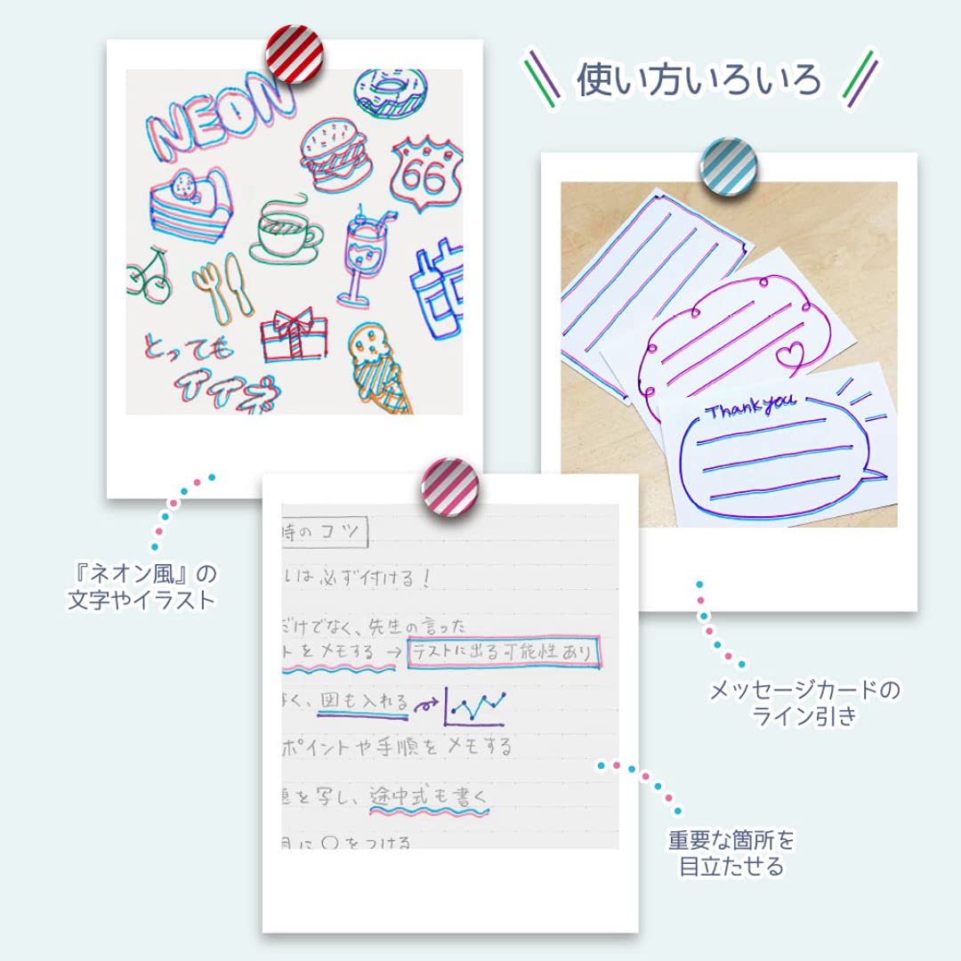 Sun-Star Stationery Two Color Line Pen'' twiink'' Different 4 Colors Pattern Set (Pink x Ligh Blue, Violet x Pink, Light Blue x Orange, Pink x Green)