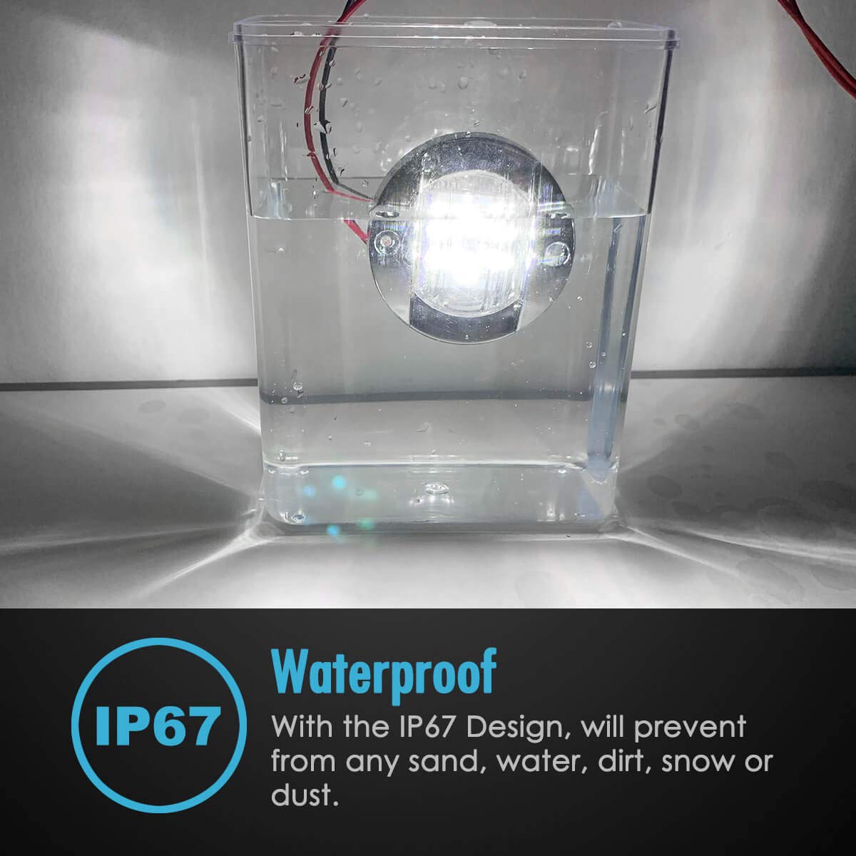 TCTAuto Marine LED White Light for Boats Courtesy Transom Cabin Stern Navigation Lights 3 Inch 12V Round Chrome Clear Lens Waterproof, Pack of 2