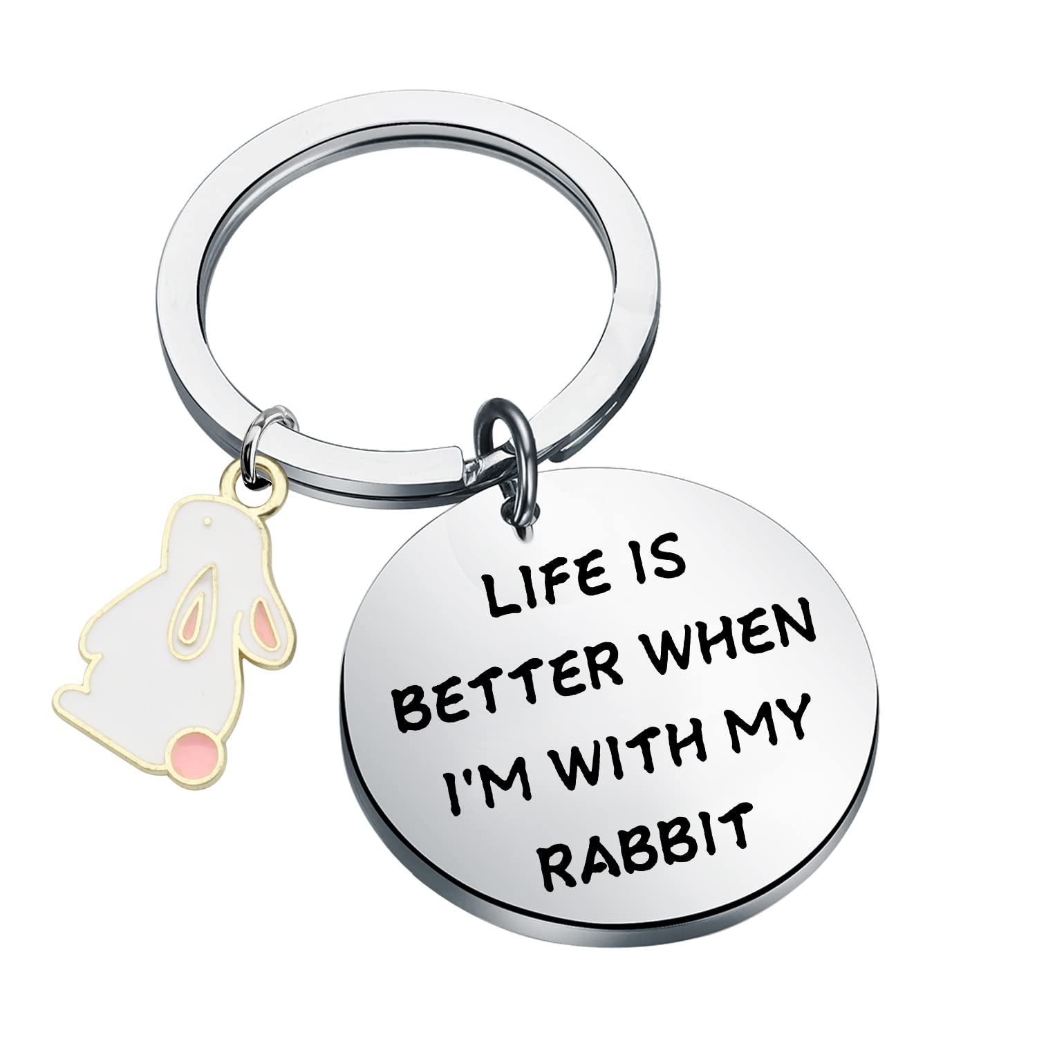 WSNANG Rabbit Keychain Life Is Better When I'm With My Rabbit Jewelry Pet Gift Easter Gift for Bunny Lover Gift (With My Rabbit KY)