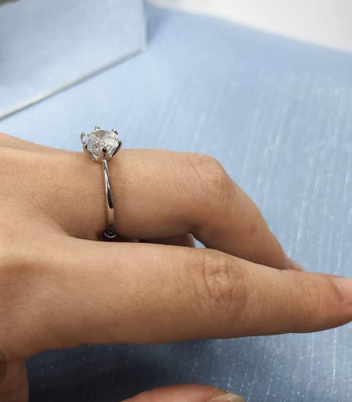 yajierui Wedding Ring 1.5 Carat Zircon Cz Engagement Ring Wedding Rings Women's Claw Rings 925 Sterling Silver Solitaire Ring