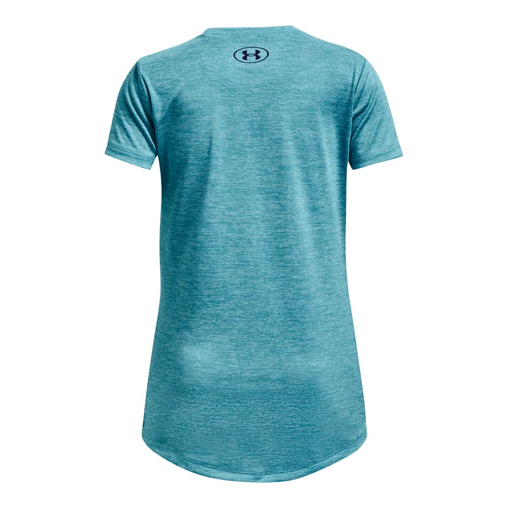 Under Armour Girls Tech Big Logo Twist Short Sleeve T-Shirt, (433) Glacier Blue/White/Sonar Blue, Youth Medium