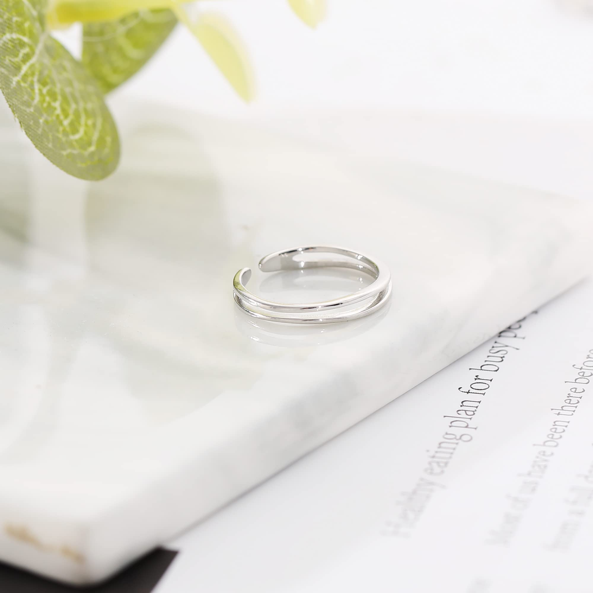 ZOERAY 925 Sterling Silver Toe Ring for Women Adjustable Open Cuff Toe Ring Band Minimalist Platinum Plating Toe Rings Foot Jewelry