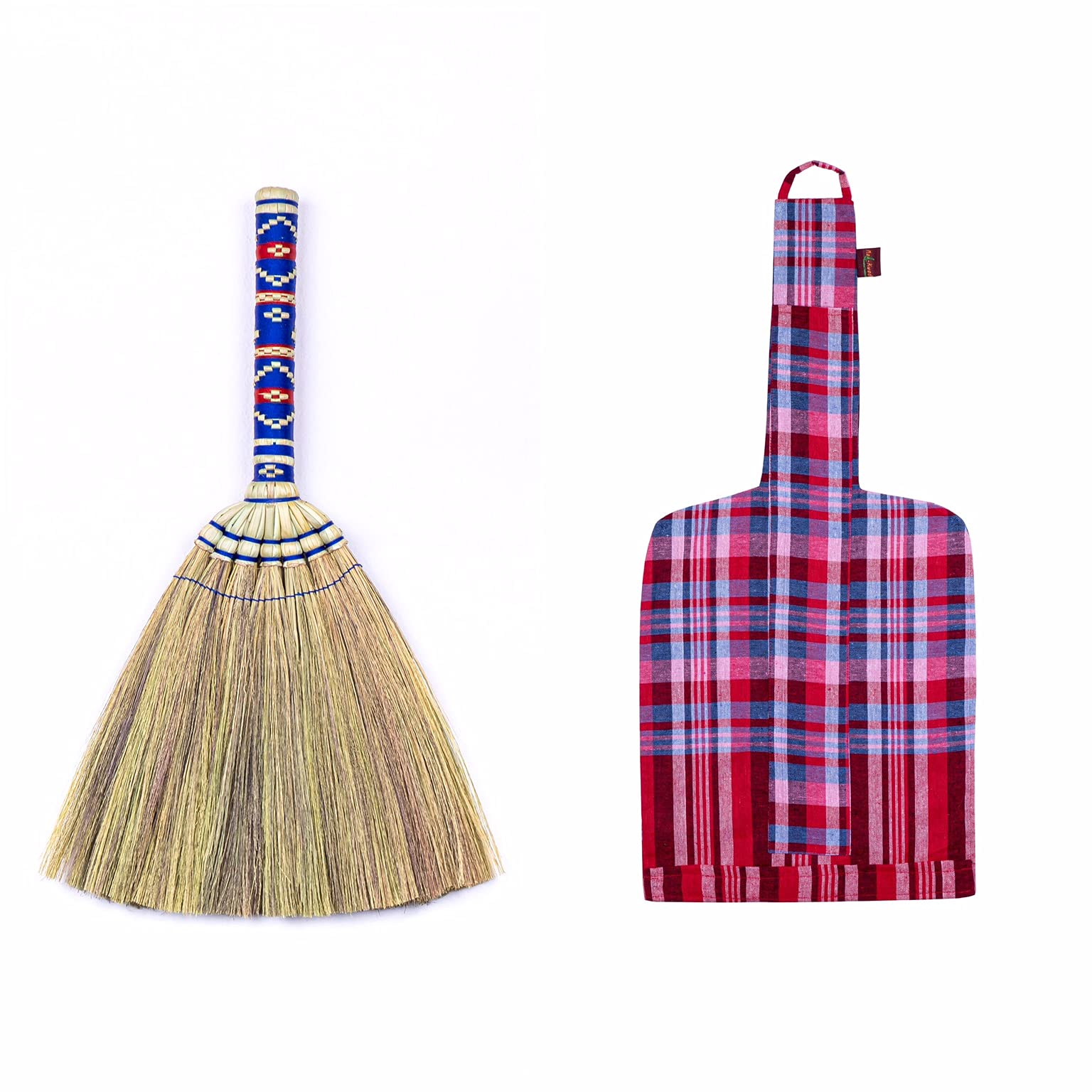 SKENNOVA - 17 inch Tall of Thai Vintage Dusting Brush Broom Asian Grass Broom for dusting Dirt and dust