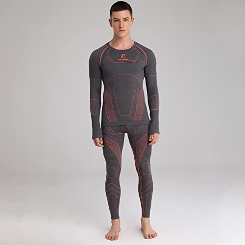 YEEFINE Men's Thermal Underwear Base Layer Top & Bottom Set for Men Long Johns for Cold Weather Hunting Ski Snow Snowboard(Gray,S)