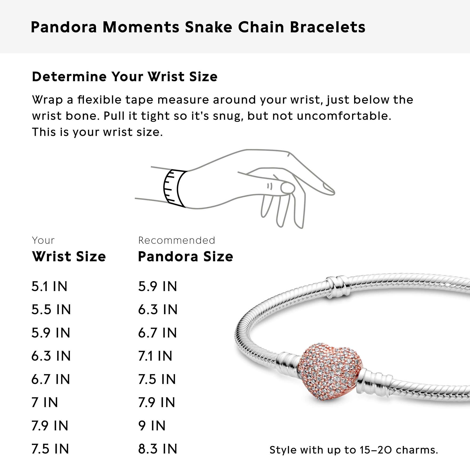 PANDORA Silver Bracelet w/Rose Pave Heart Clasp
