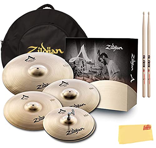 Zildjian A20579-11 A Family Custom Cymbal Pack Bundle with Cymbal Bag, Drumsticks, and Austin Bazaar Polishing Cloth