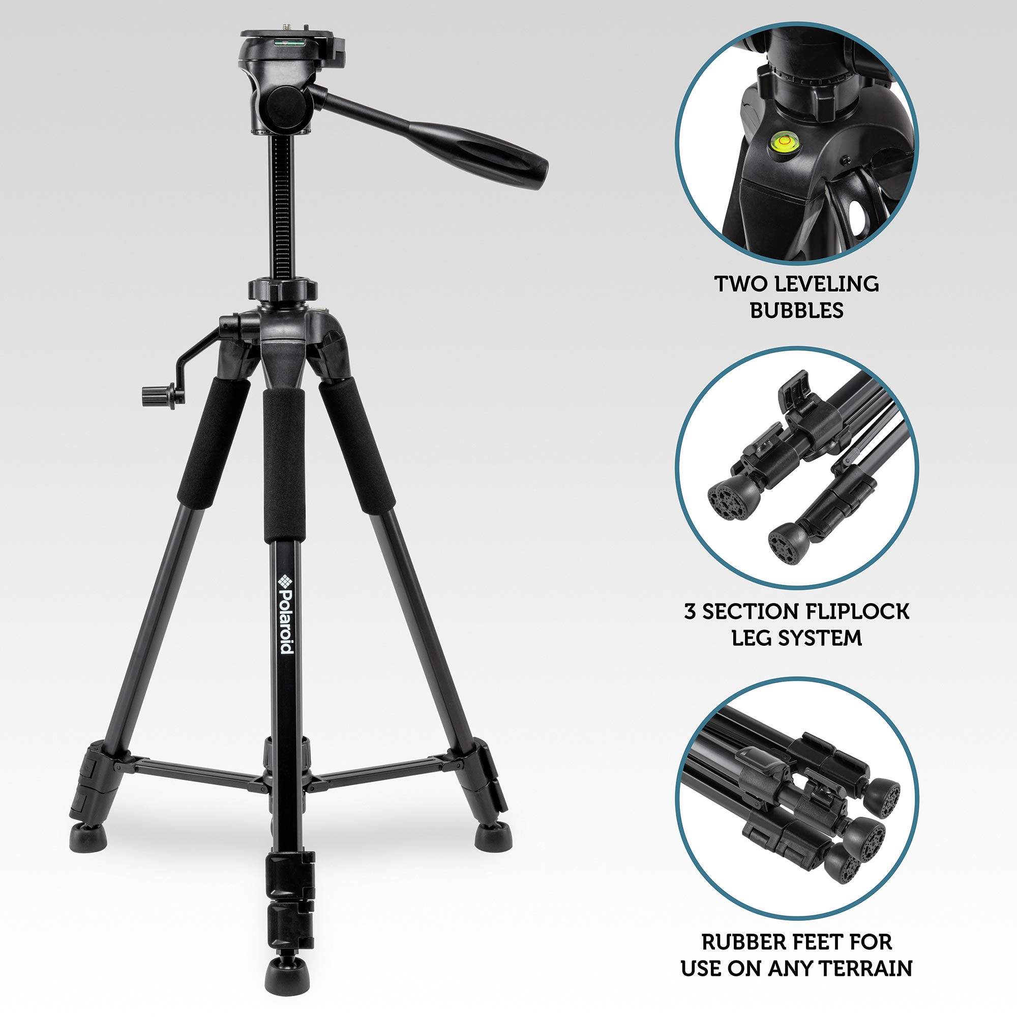 Polaroid 57-Inch Photo/Video Tripod with Deluxe Tripod Carrying Case for Digital Cameras and Camcorders