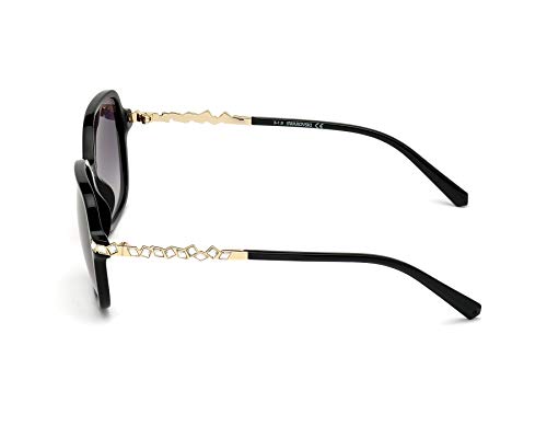 Swarovski sunglasses (SK-0265-S 01B) Shiny Black - Gold - Grey Gradient lenses