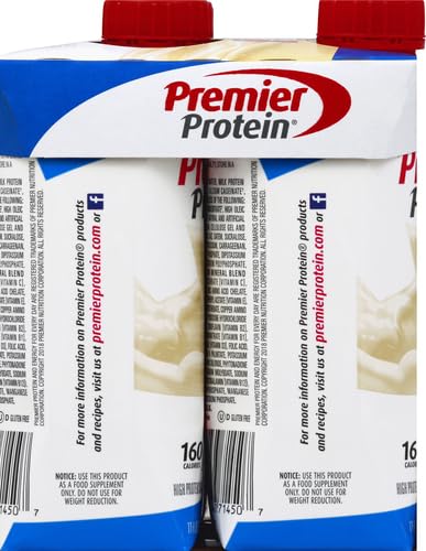 Premier Protein Shake 30g 1g Sugar 24 Vitamins Minerals Nutrients to Support Immune Health, Vanilla, 44 Fl Oz, (Pack of 4)