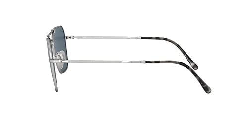 Ray-Ban RB8136M Caravan Titanium Square Sunglasses, Demi Gloss Silver/Polarized Blue Mirrored Gold, 58 mm