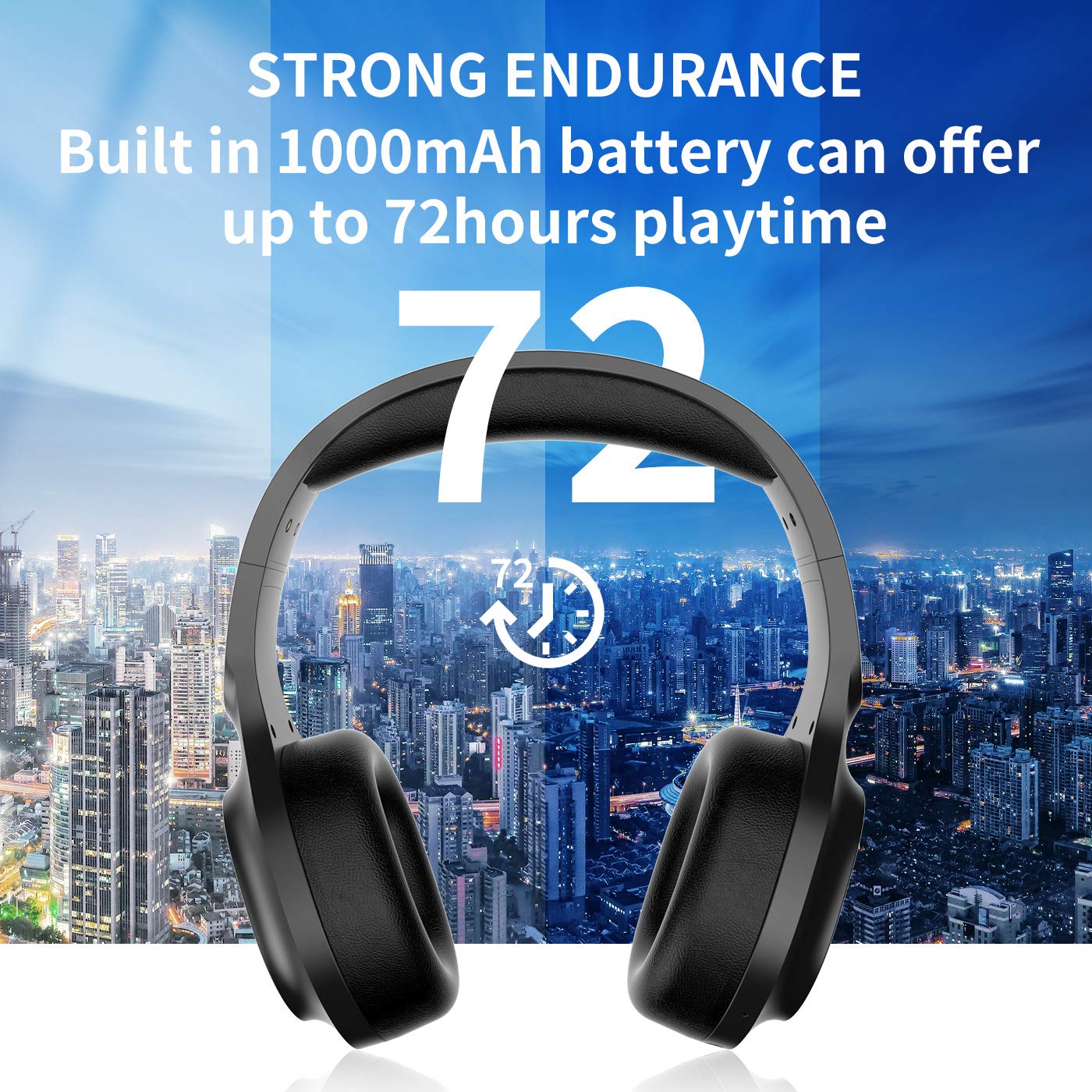 SOMIC Wireless Bluetooth Headphone with HI-FI Stereo, Soft Memory-Protein Earmuffs, 72H Playtime Over Ear Headset, Detachable Cat Ear On-Ear Headphones for Travel/Work/Class/Office MS300 Black