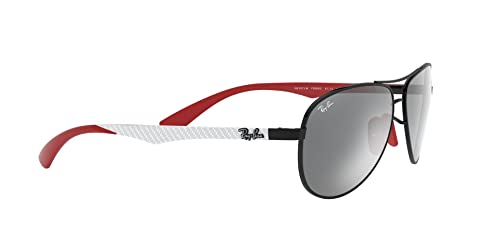 Ray-Ban RB8313M Scuderia Ferrari Collection Aviator Sunglasses, Black/Grey Mirrored Silver, 61 mm