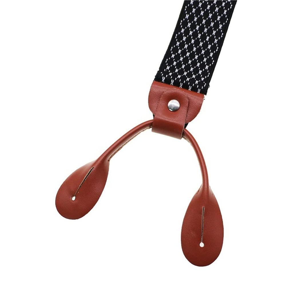 XWWDP 35mm Width Suspenders for Men Leather Button End Elastic Y Back Men Fashion Suspenders Pant Braces Dad Gift (Color : Brown, Size : One Size)