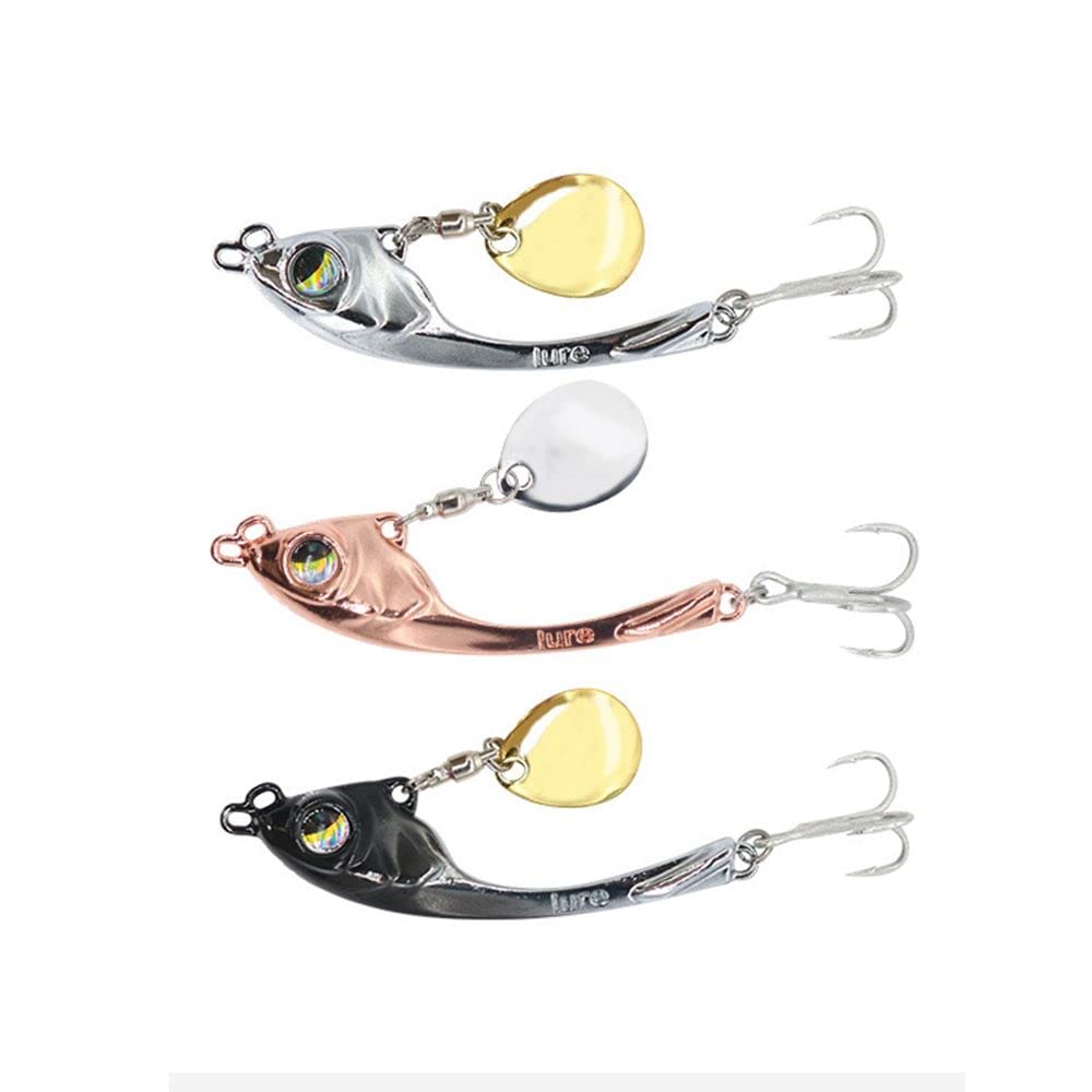 VIB Spoon Bait Spinning Baits Spin Sequin Lure Spinner Sinking Bass Hook Fishing Tackle Pin Hard Bait 10/15g(15g,Black)