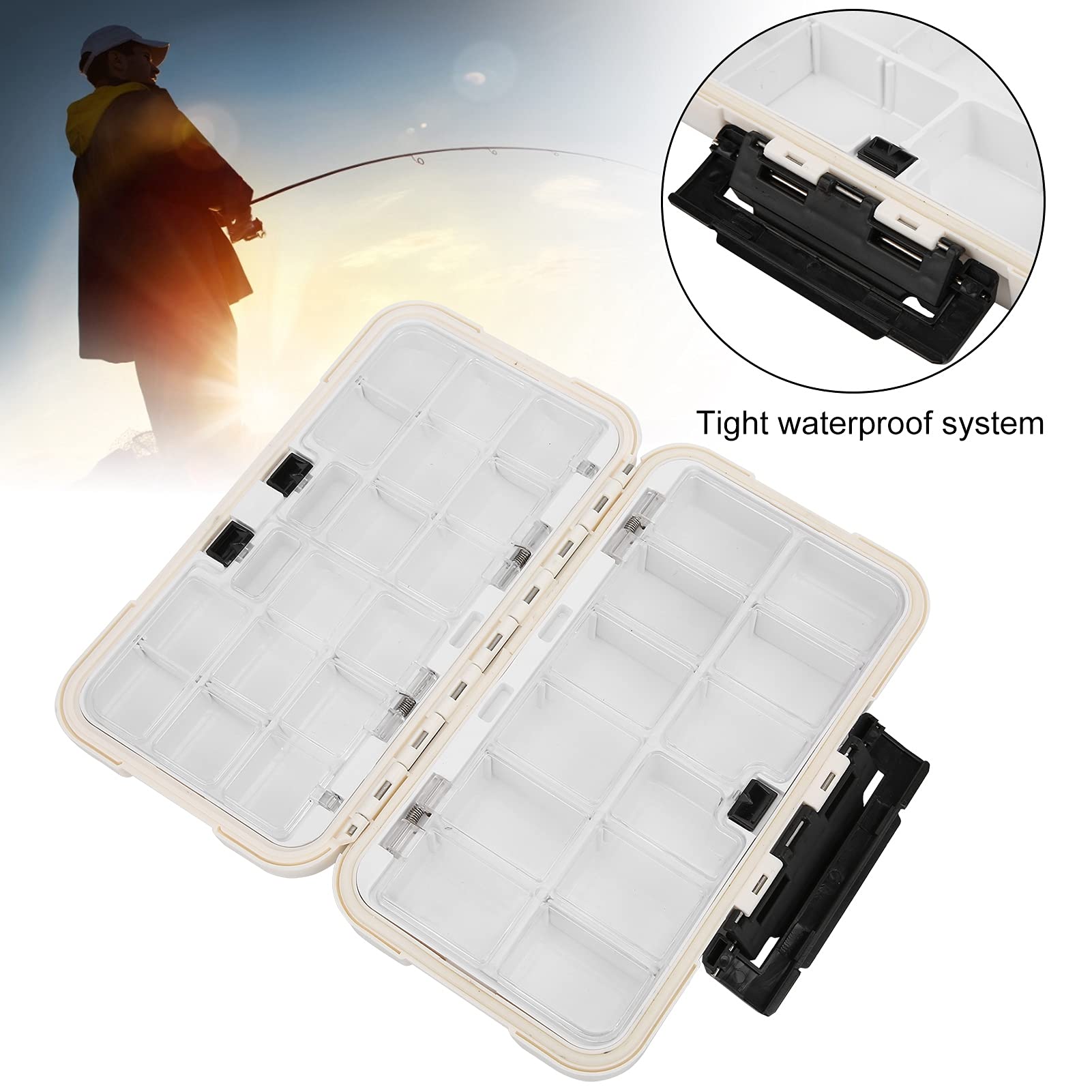 WNSC Plastic Fishing Tackle Box, Bait Lure Storage Box Organizer Fishing Gear Accessories Case for River Ponk Saltwater Freshwater