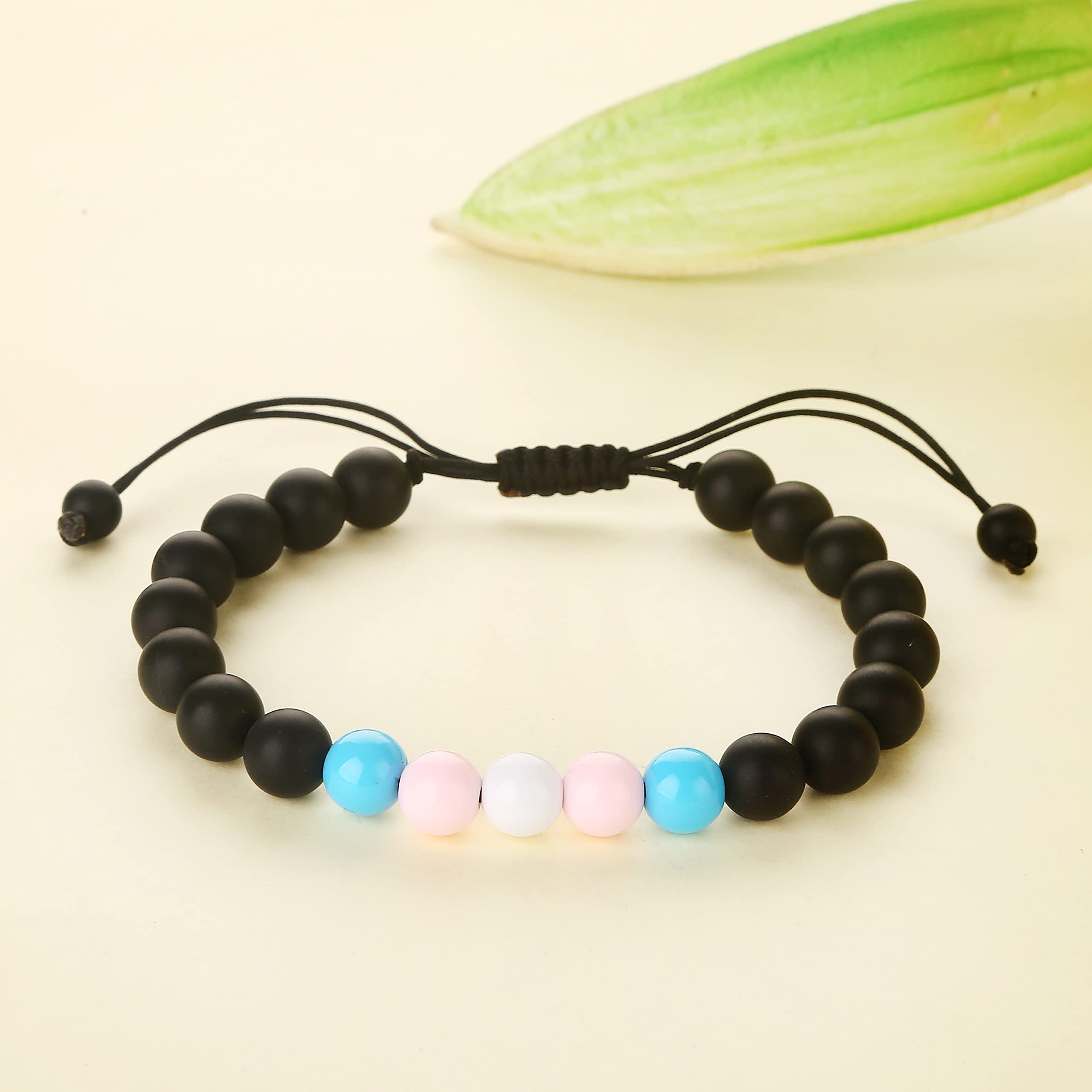wydmire Handmade Trans Transgender Pride Flag Color Bead Bracelet LGBTQIA+ Non Binary Stuff - Adjustable