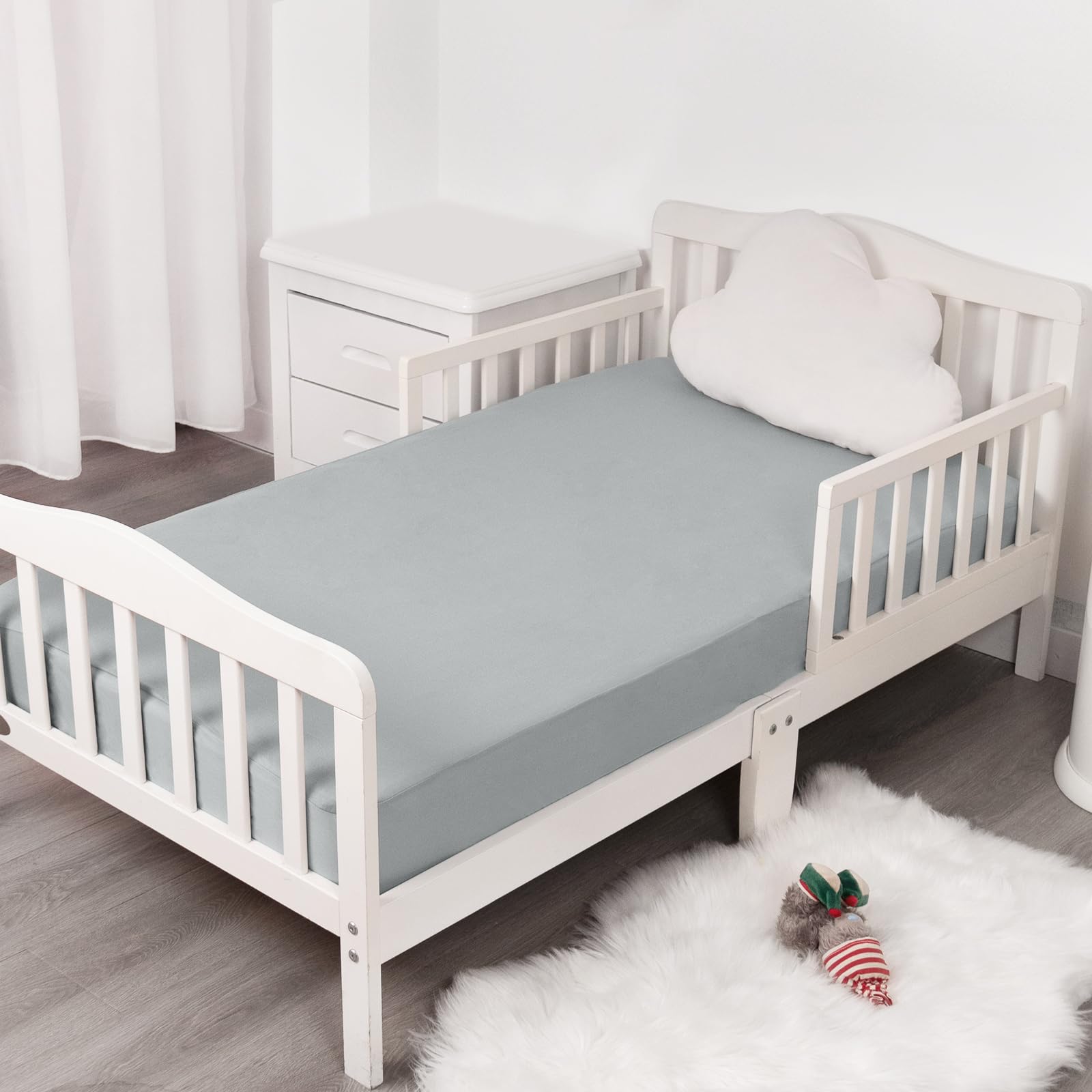 Stretchy Crib Sheets for Boys Girls, 2 Pack Baby Crib Sheets Fitted for Standard Crib and Toddler Bed Mattress 52" x 28", Soft and Breathable Fitted Crib Sheets Neutral, Grey