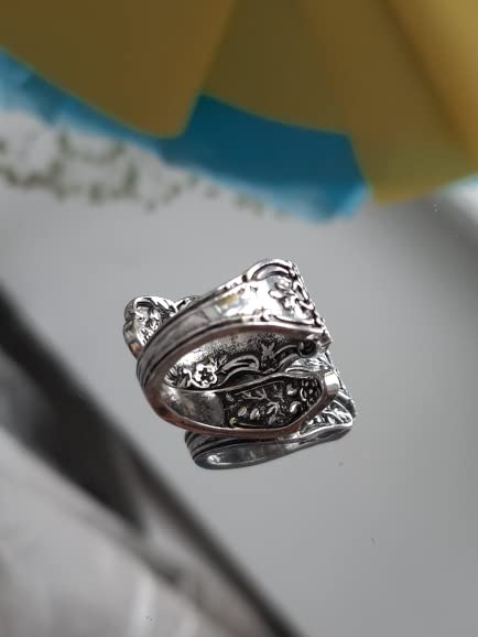 ZhxshwHdd adjustable spoon rings for women men silver vintage (Alloy1, 6)